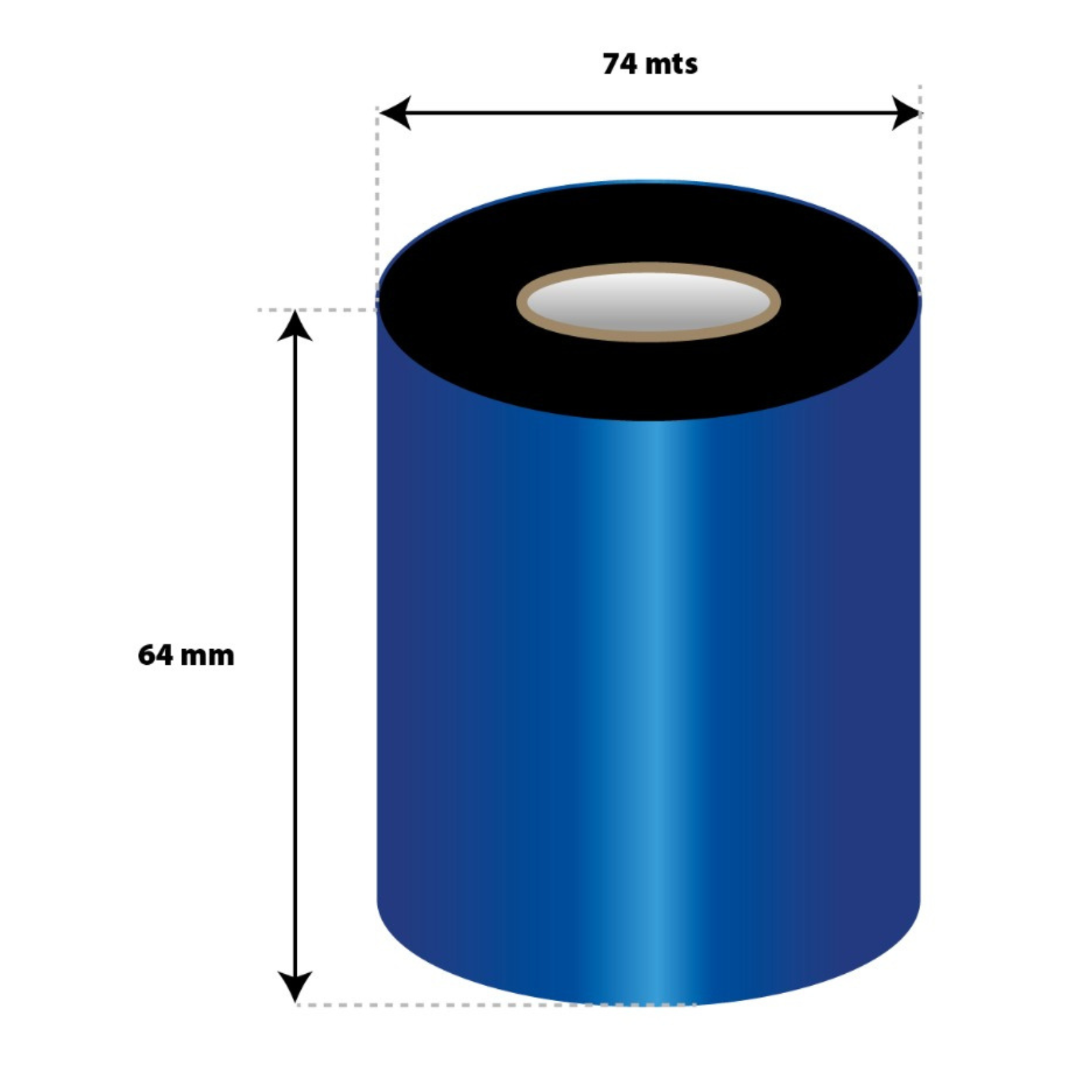 RIBBON DE CERA AWR-8 DE 64 MM X 74 MTS PARA IMPRESORA ZEBRA – Class Labels